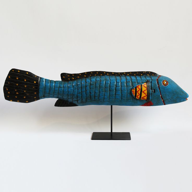 Carved Decorative Fish Stands – Floor or Tabletop Decor - Benú Handmade ...