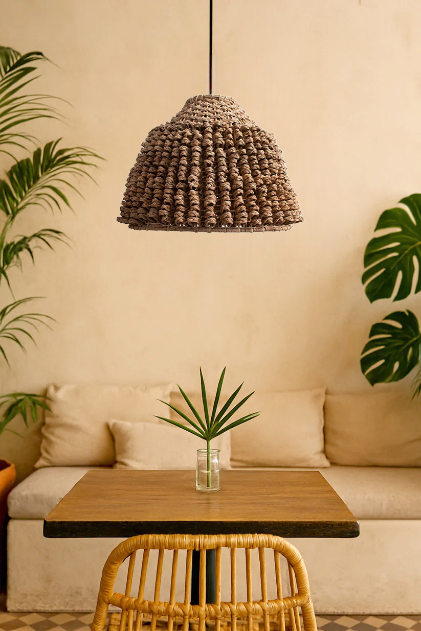 Woven Bouclé Lampshade - Benú Handmade Ethnic Creations